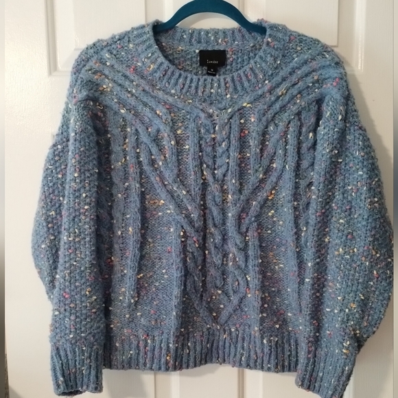 Lumiere | Sweaters | Lumiere Chunky Cropped Crew Neck Sweater Blue ...
